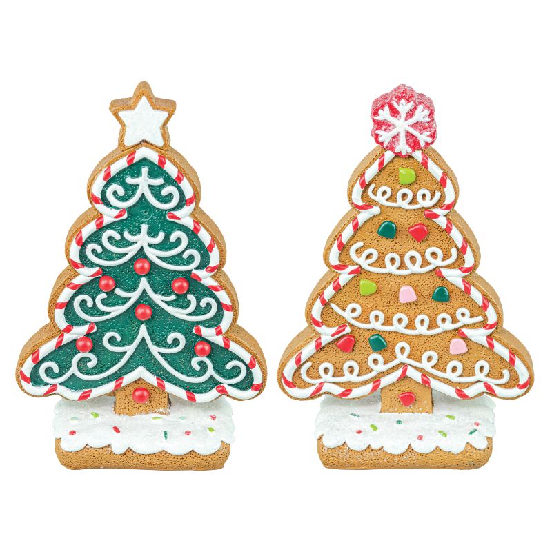 Santa's Sweet Shoppe Collection Candied Gingerbread Trees - Set of 2 ...