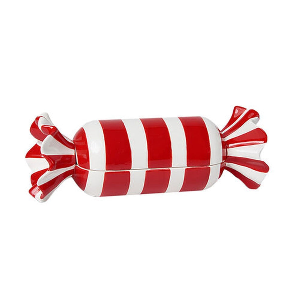 Christmas Carousel Collection Ceramic Red & White Candy Wrapper Box ...