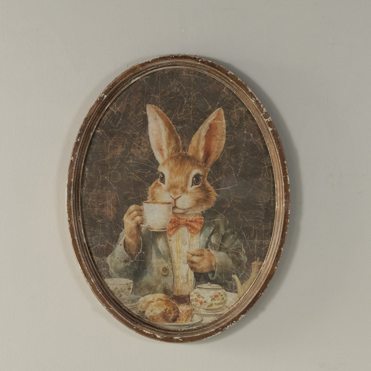 OVAL FRAMED BUNNY SIPPING TEA PRINT – Dunn Deals Home Decor Boutique ...