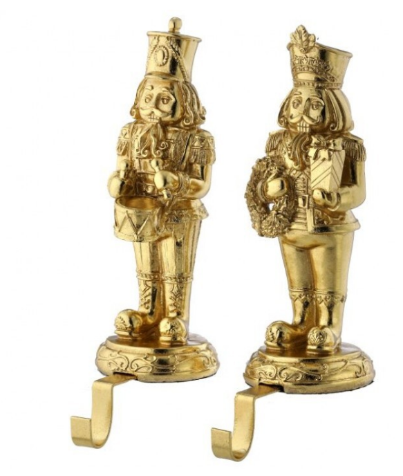 10.5" ROYAL COURT Resin Nutcrackers Stocking Holder - Set of 2 - Gold ...