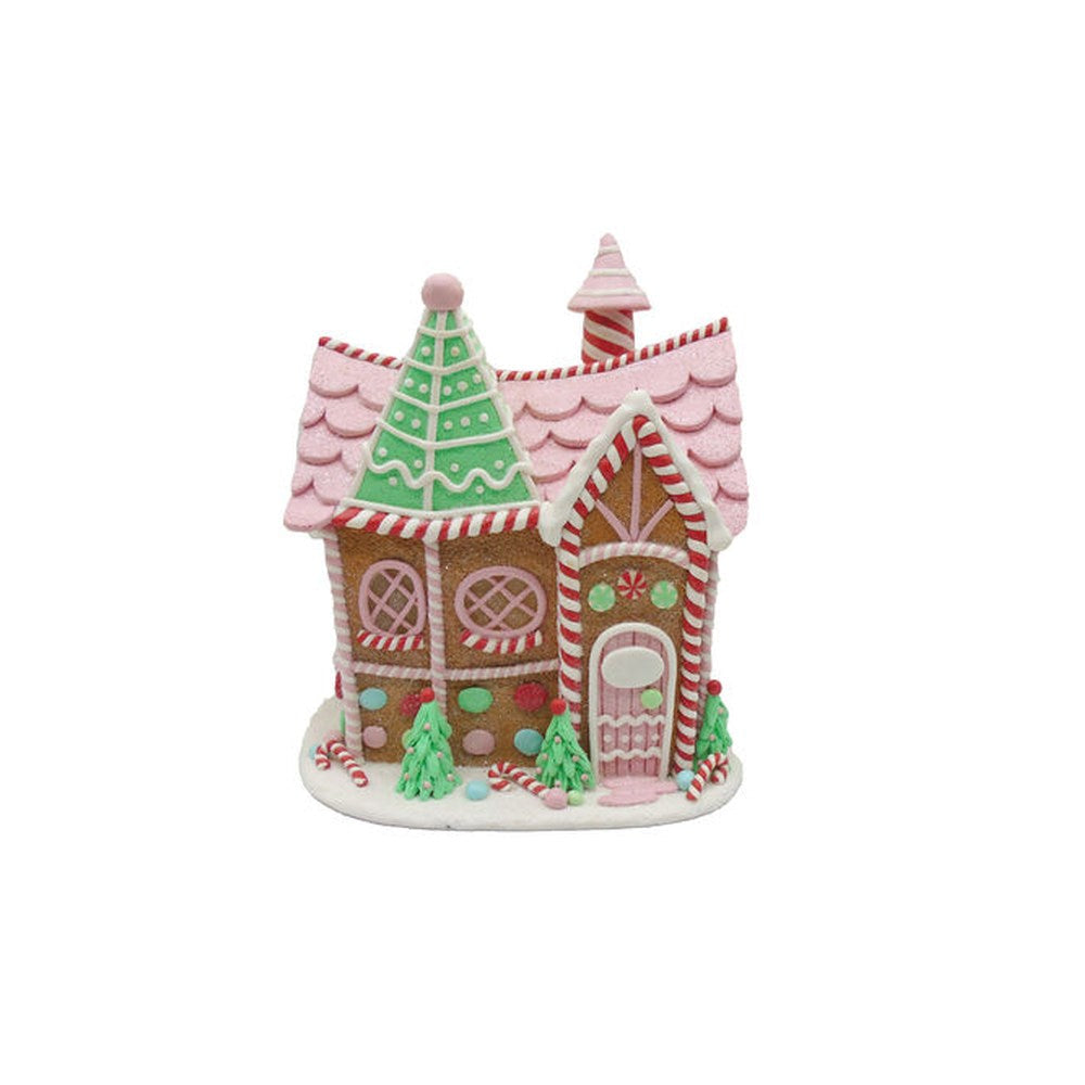 December Diamonds 9-inch LED Pink Gingerbread House Figurine – Dunn ...
